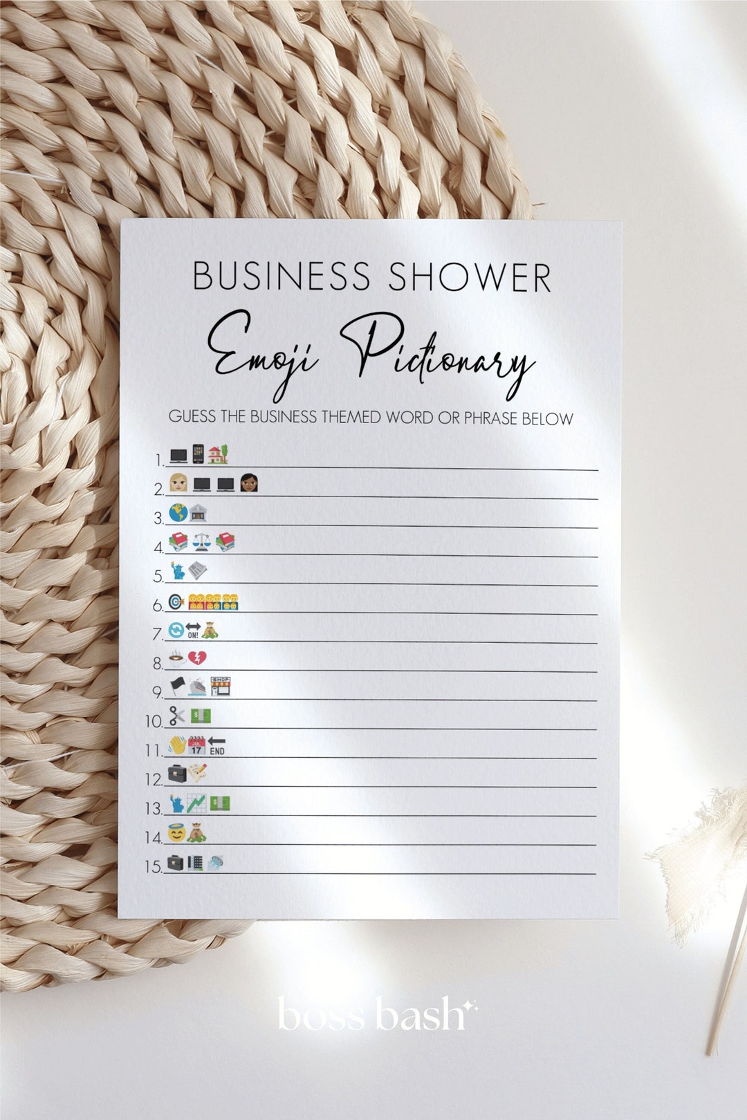 Modern Emoji Pictionary Answers Business Shower Game Women in - Etsy Israel