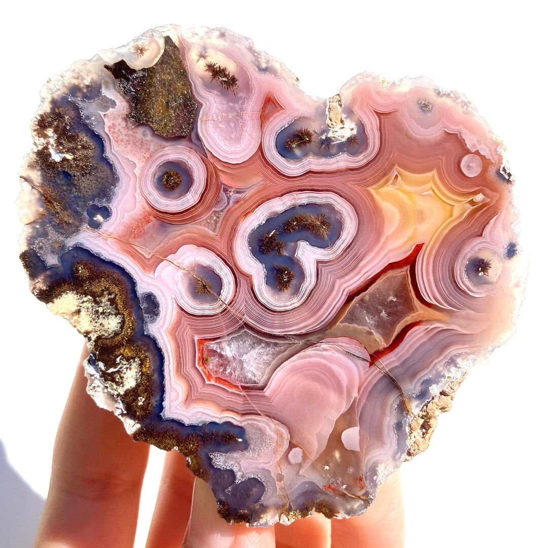 Shades of Pink — Heart Shaped Laguna Agate Polished Specimen - Etsy