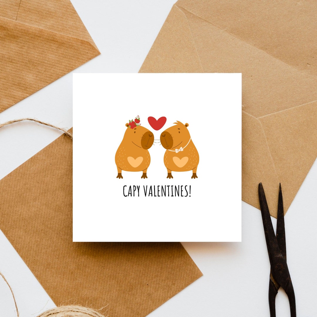 Capy Valentines Capybara Greeting Card Happy Valentines Day - Etsy UK