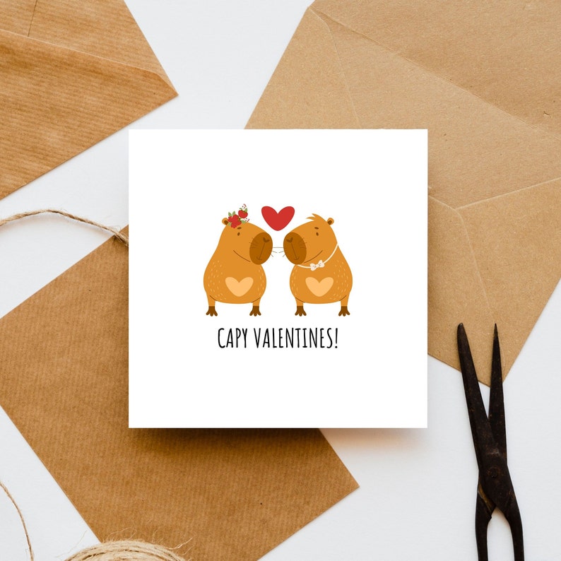 Capy Valentines Capybara Greeting Card Happy Valentines Day - Etsy UK