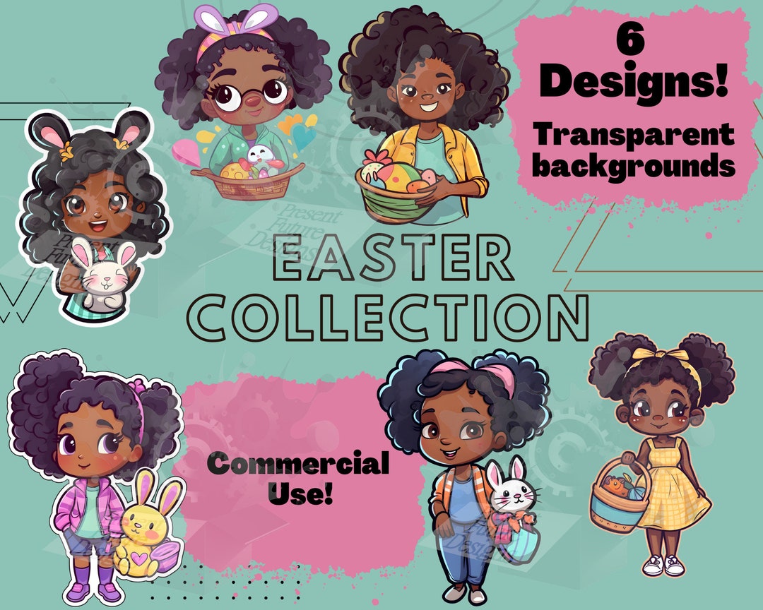 Black Girl Easter PNG Black Woman Spring Clipart Easter Clipart Natural ...