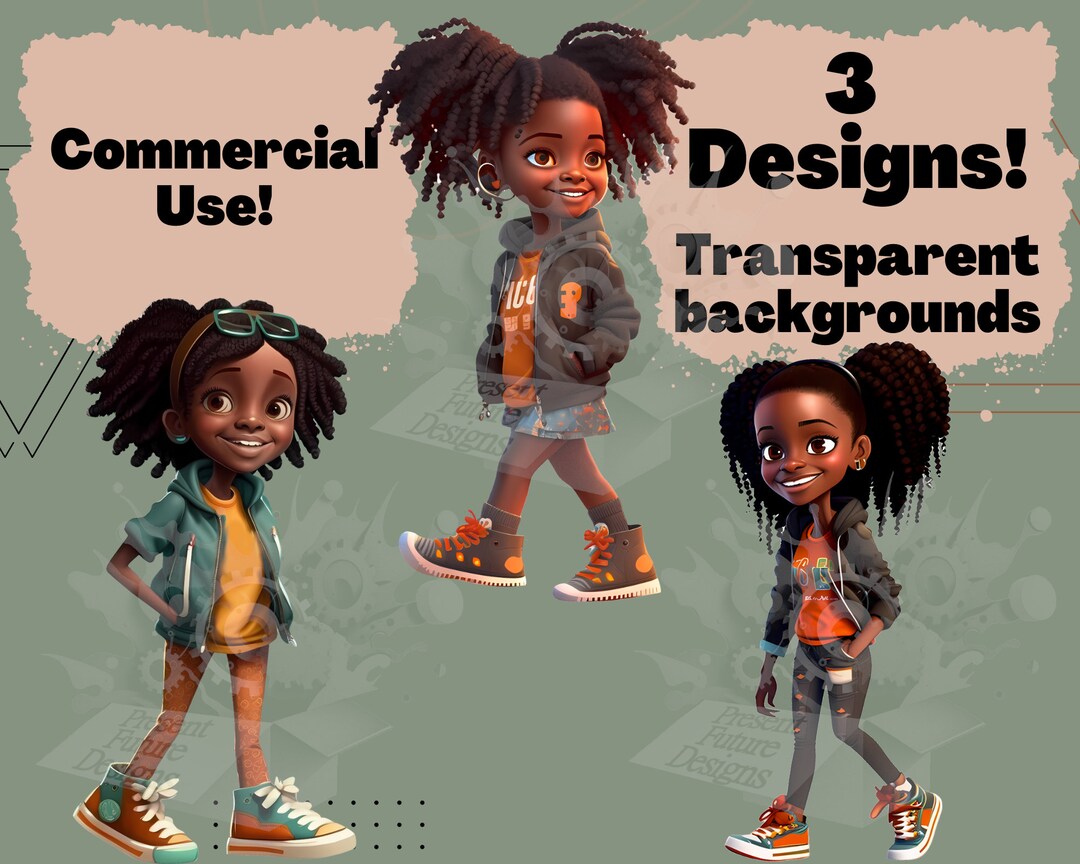 African American Girl Art Black Kid PNG Clipart Black Teen Art Black AI ...