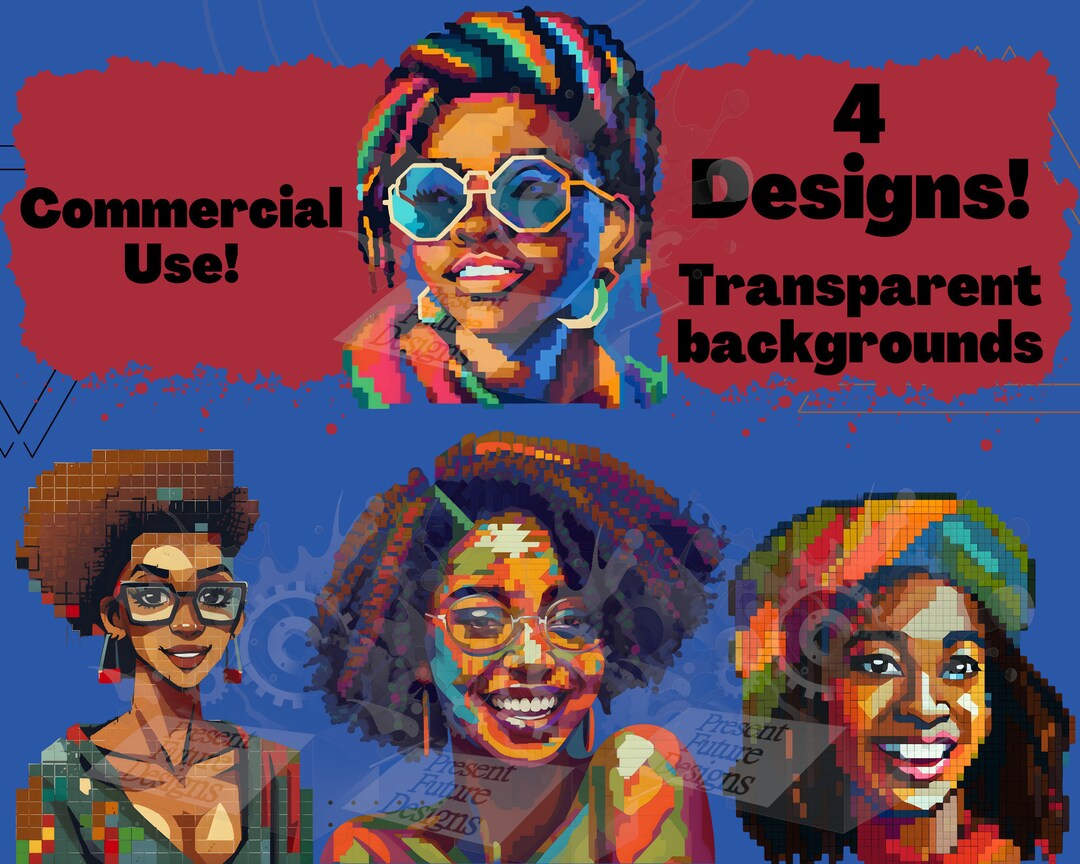 Black Women Pixel PNG Laughing Clipart Pixel Clipart African American ...