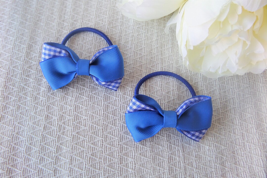 Blue School Hair Bow Bobble for Girls Hair Accessories for School Bow ...