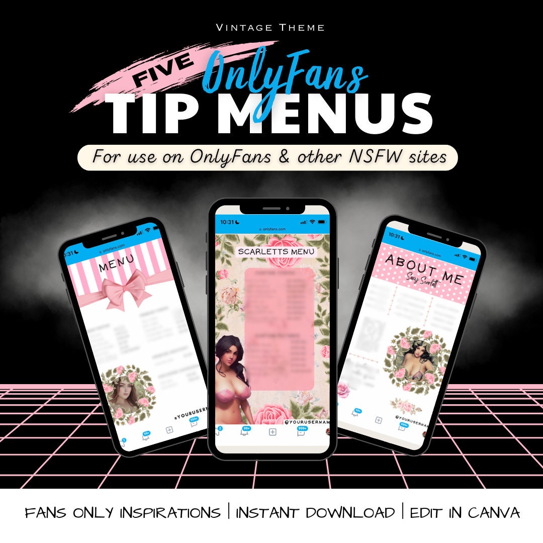 Vintage Onlyfans Tip Menus, 5 Menu Bundle, Fansly Tip Menu, Vintage ...