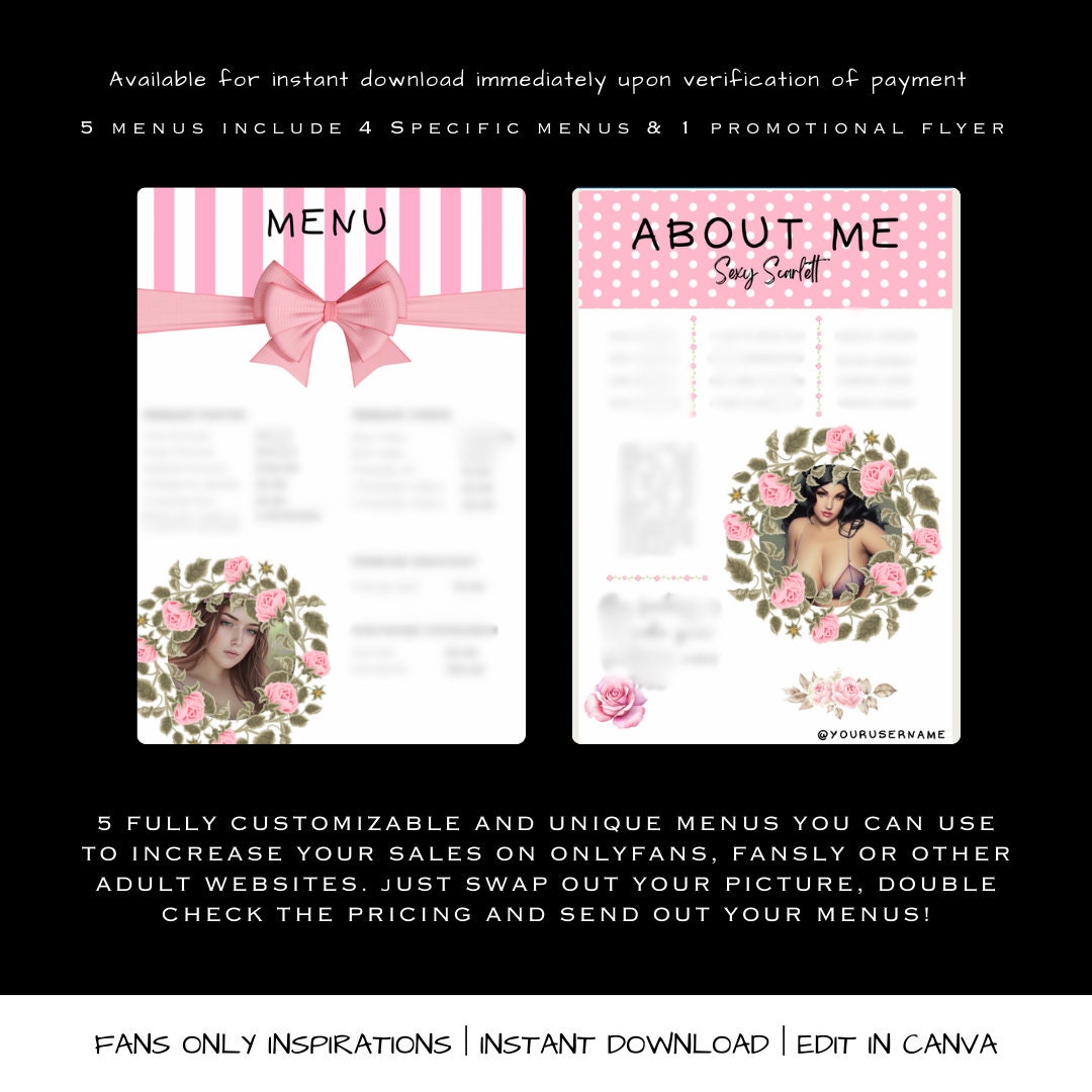 Vintage Onlyfans Tip Menus, 5 Menu Bundle, Fansly Tip Menu, Vintage ...