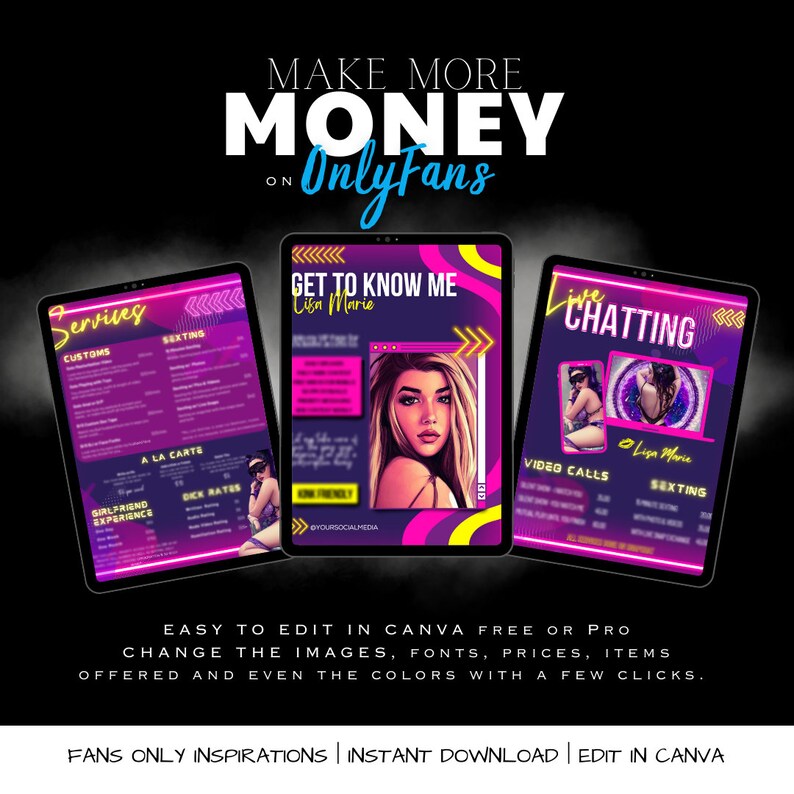Onlyfans Tip Menu Neon Bundle of 5 Menus Fansly Tip Menu Onlyfans Tip ...