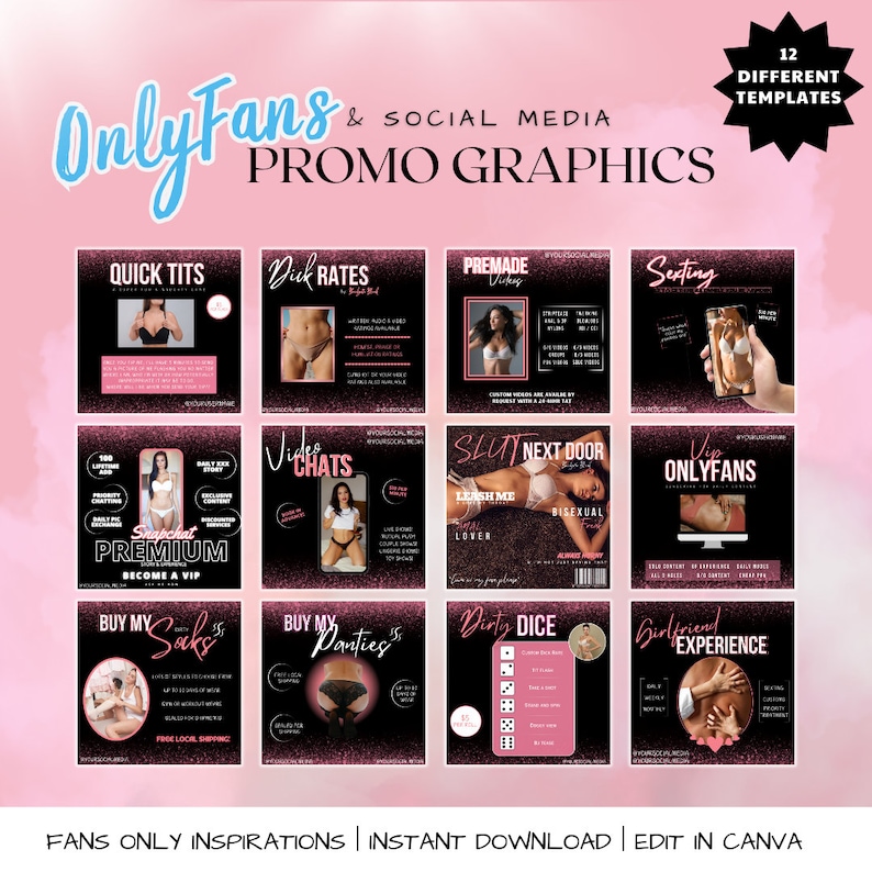 Onlyfans Promo Graphics Templates, Pink and Black (digital Download) - Etsy