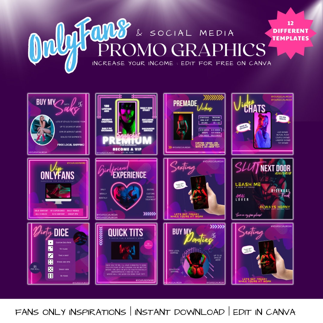 Onlyfans Promo Graphics Templates in Neon, Promo Templates, Social ...