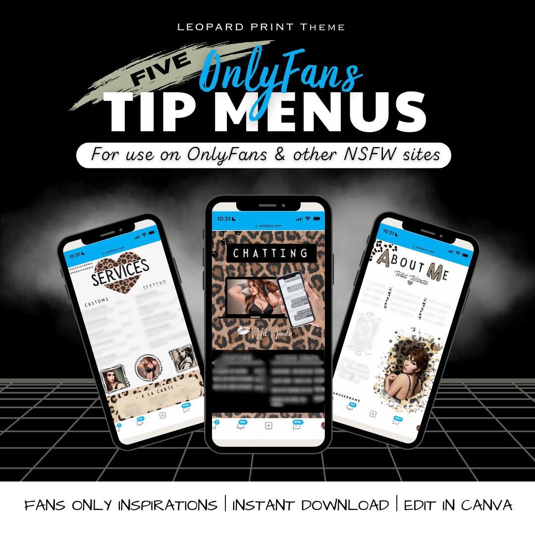 Leopard Print Onlyfans Tip Menus, 5 Menu Bundle, Fansly Tip Menu ...