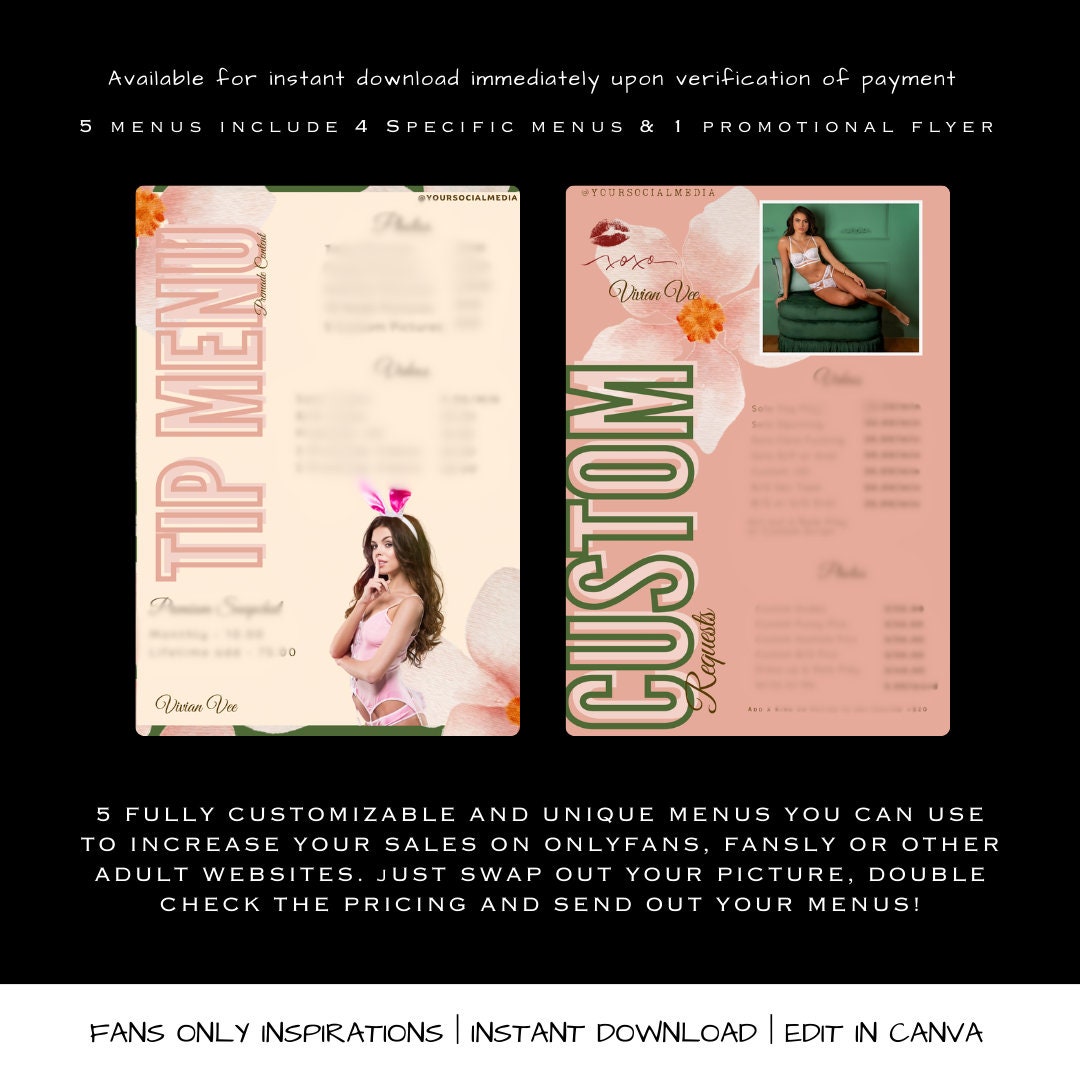 Spring Onlyfans Tip Menus, 5 Menu Bundle, Fansly Tip Menu, Spring Tip ...