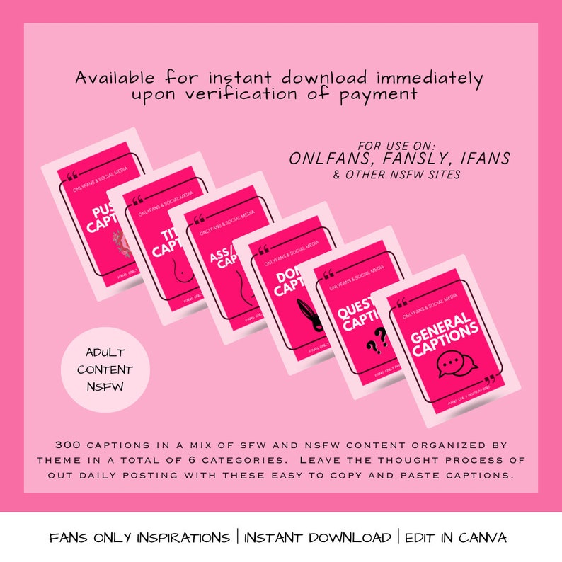 300 Onlyfans Captions - NSFW Captions - Captions for Social Media - Onlyfans Captions - Caption ...