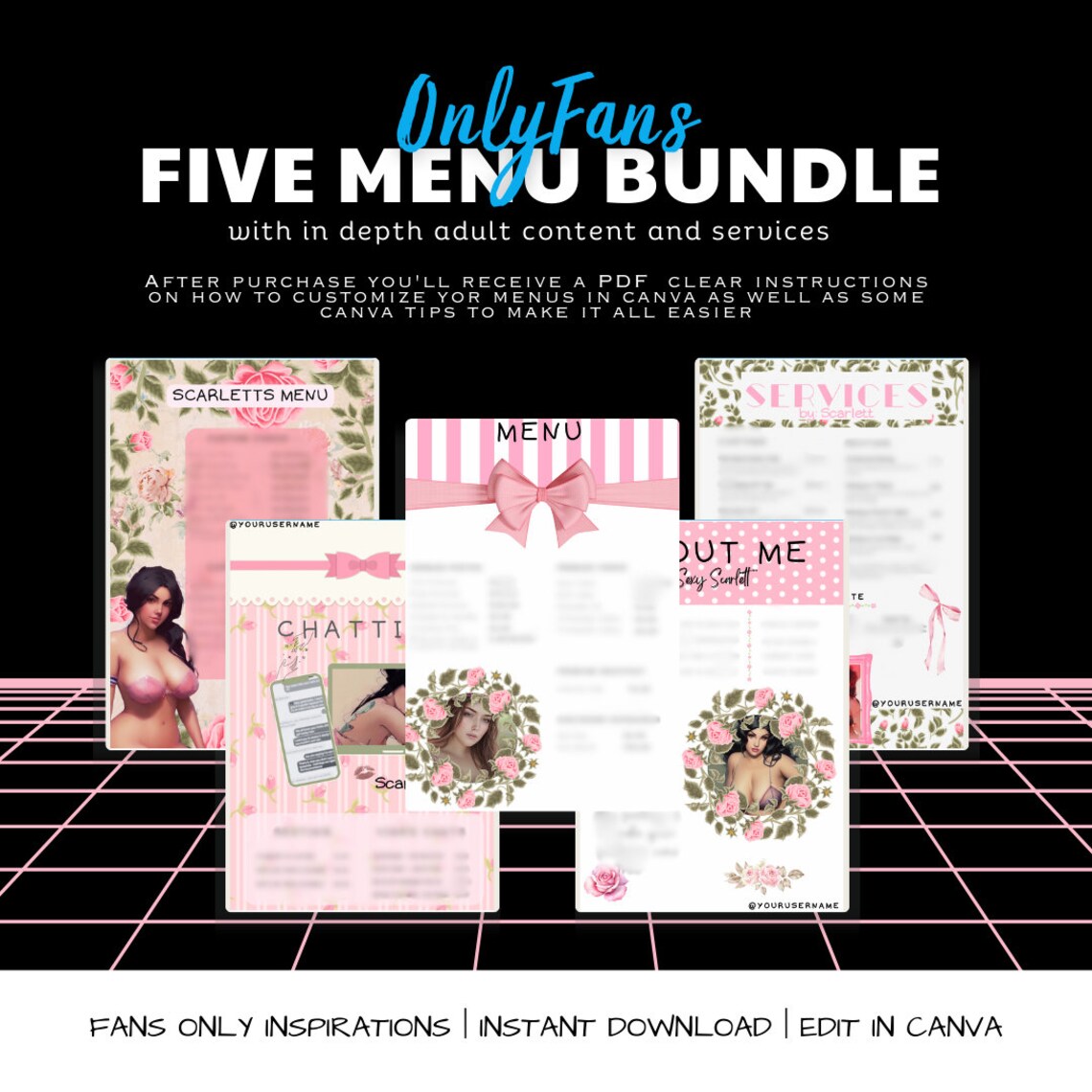Vintage Onlyfans Tip Menus, 5 Menu Bundle, Fansly Tip Menu, Vintage ...