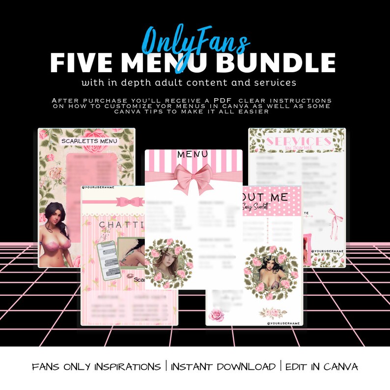 Vintage Onlyfans Tip Menus, 5 Menu Bundle, Fansly Tip Menu, Vintage ...