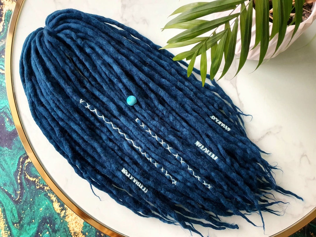 SET No. 88 , Choose Length Wool Dreads Merino Extensions Petrol Green ...