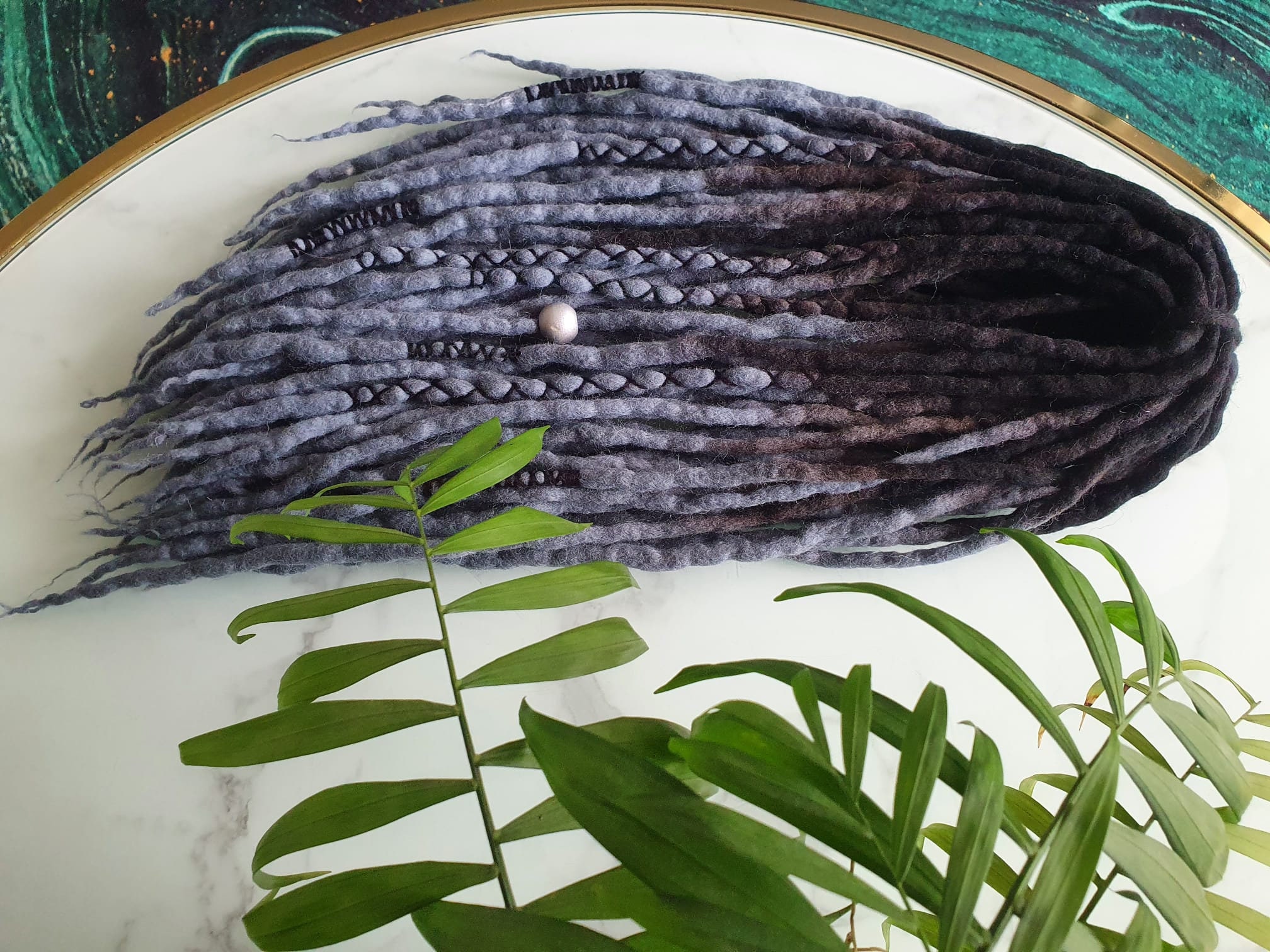 SET No. 142 Choose Length Ombre Wool Dreads Merino Extensions Black ...