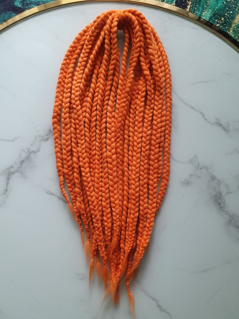 SET No. 211 , Wool Braids Merino Extensions Light Orange DREADLOCKS DE ...