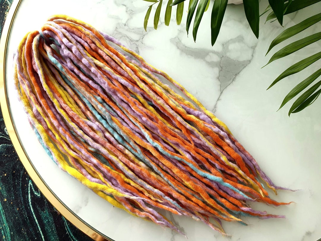 SET No. 154 Choose Length Wool Dreads Extensions Multicolor Rainbow Mix ...