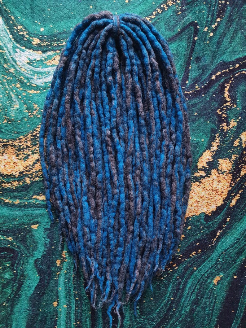 SET No. 221 , Wool Marble Tiger Dreads Merino Extensions Dark Grey Gray ...