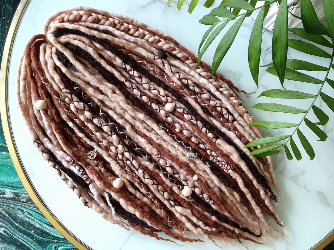 Ready to Ship SET No. 471 , Full Set Wool Dreads Merino Extensions ...