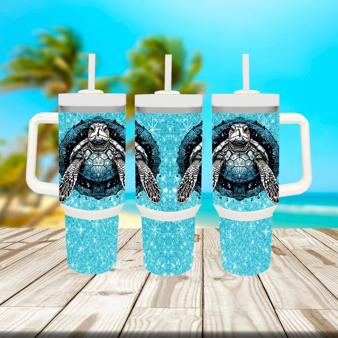 Sea Turtle Glitter 40oz Tumbler Wrap Sublimation Design (digital ...