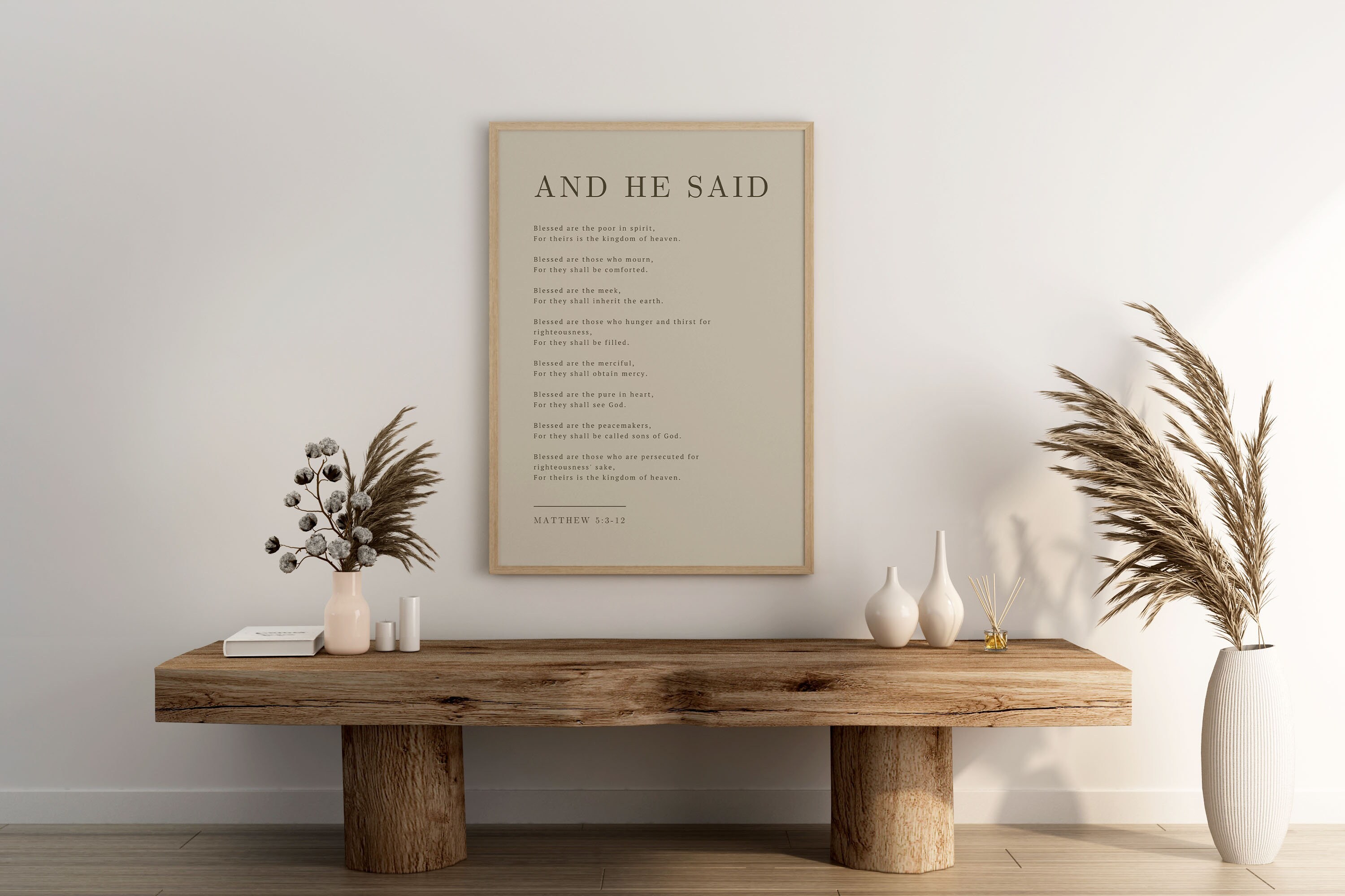 Matthew 5:3-12, Beatitudes Bible Verse, Minimalist Bible Art, Printable ...