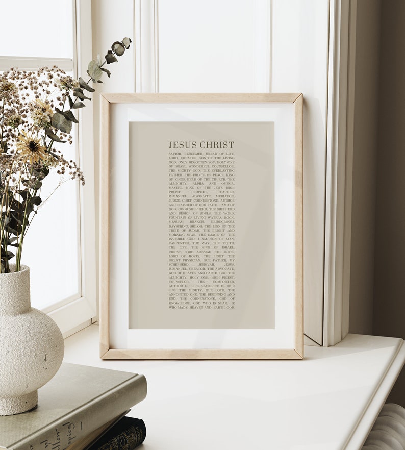 Many Names of Jesus Christ, Christian Wall Art, Bible Art, Minimalist ...