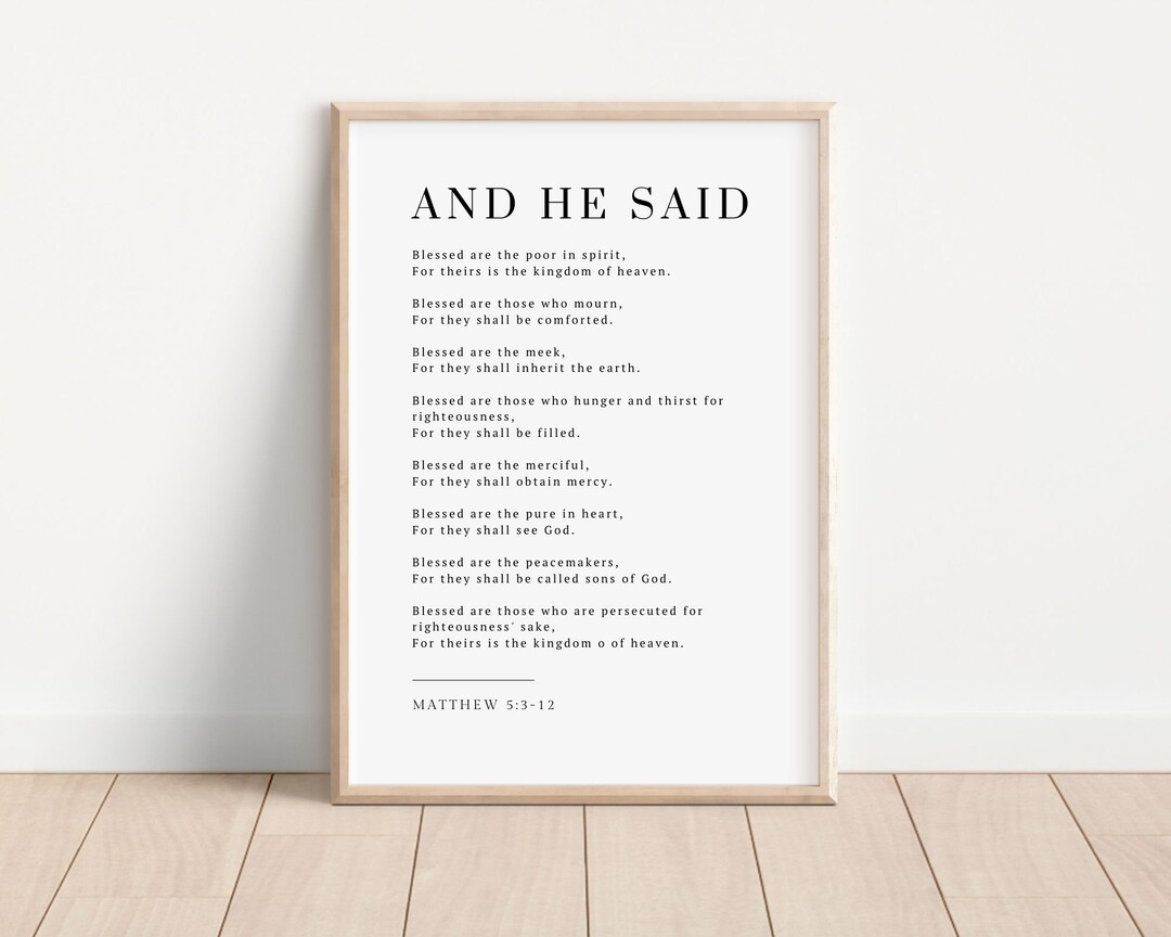Matthew 5:3-12 Beatitudes Bible Verse Minimalist Bible Art - Etsy