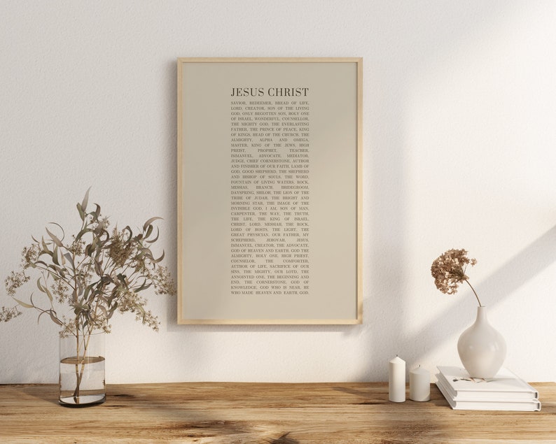 Many Names of Jesus Christ, Christian Wall Art, Bible Art, Minimalist ...