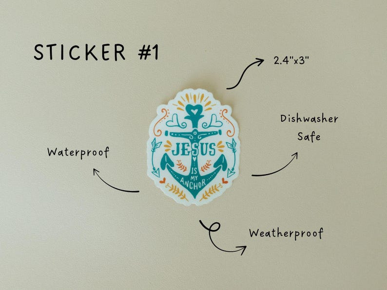 Christian Vinyl Sticker Set #1, Waterproof Vinyl Sticker Set, Christian ...