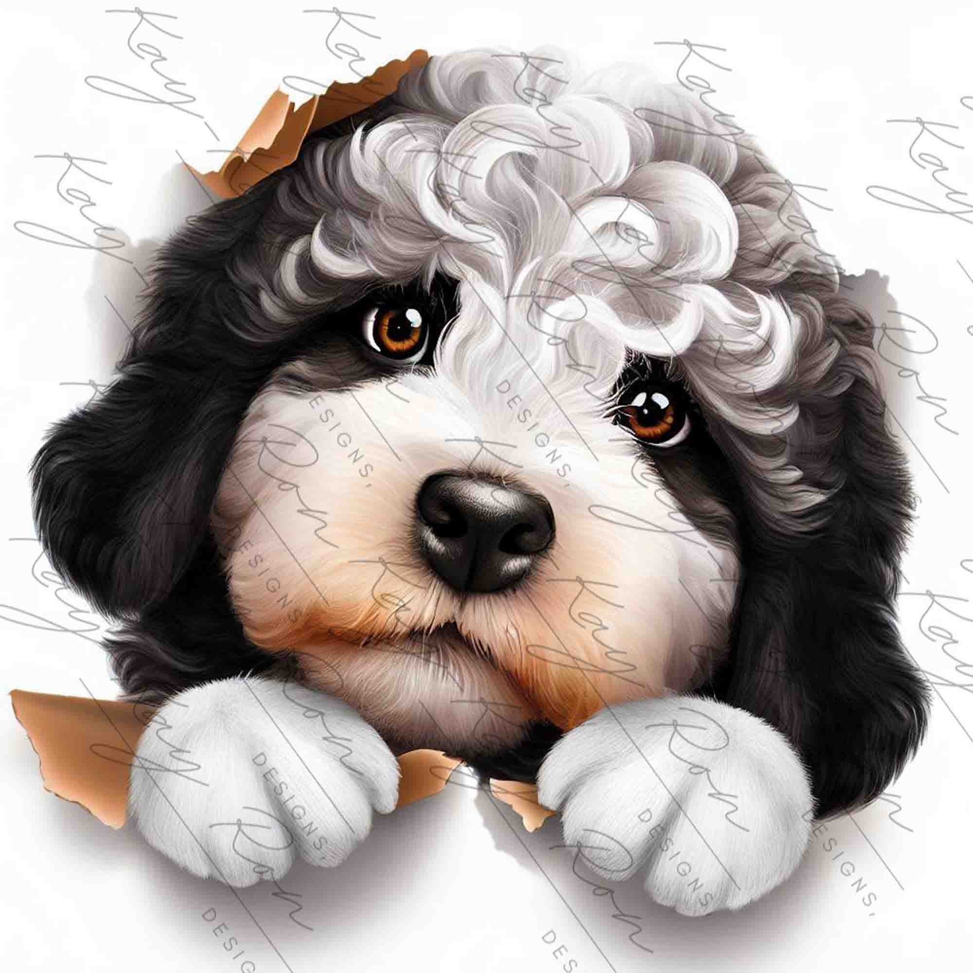 3D Sheepadoodle Puppy Breakout Sublimation PNG JPG File Digital ...