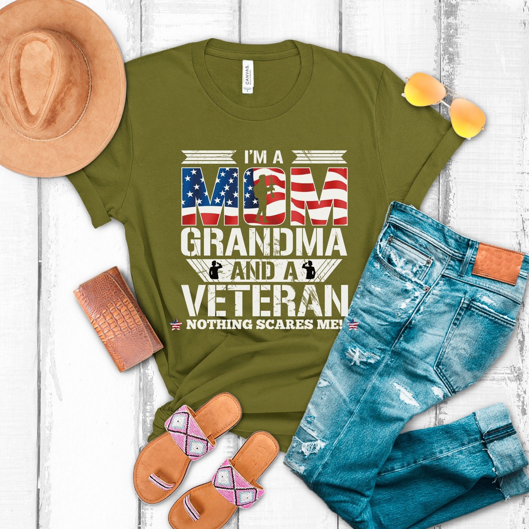 Female Veteran Military Grandma Gift Shirt Proud Veteran Tee for Marine ...
