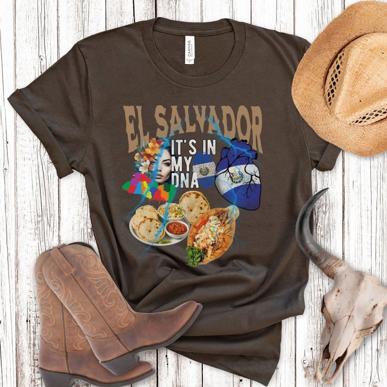 Proud Salvadoreña Gift Graphic Tee Heart El Salvador Flag Hispanic ...