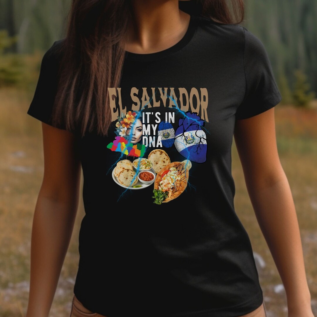 Proud Salvadoreña Gift Graphic Tee Heart El Salvador Flag Hispanic ...