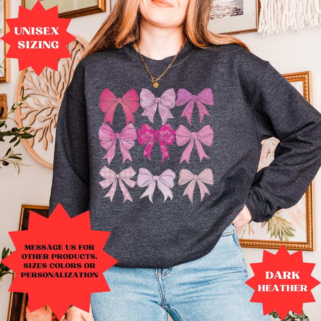 Coquette Pink Bow Sweatshirt Collection Festive Pink Lover Pullover ...