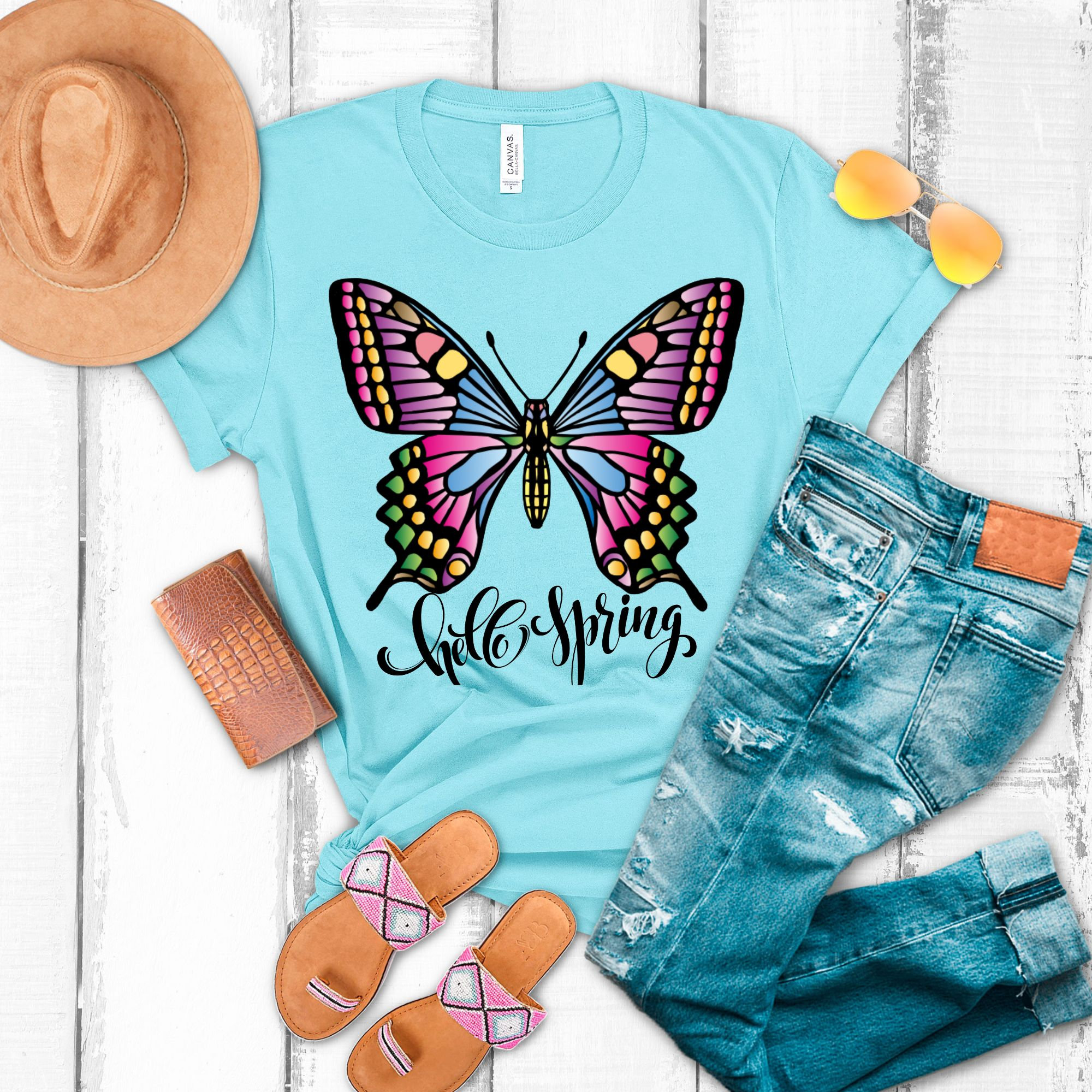 Vibrant Spring Butterfly Tee Colorful Nature-inspired Shirt Seasonal ...