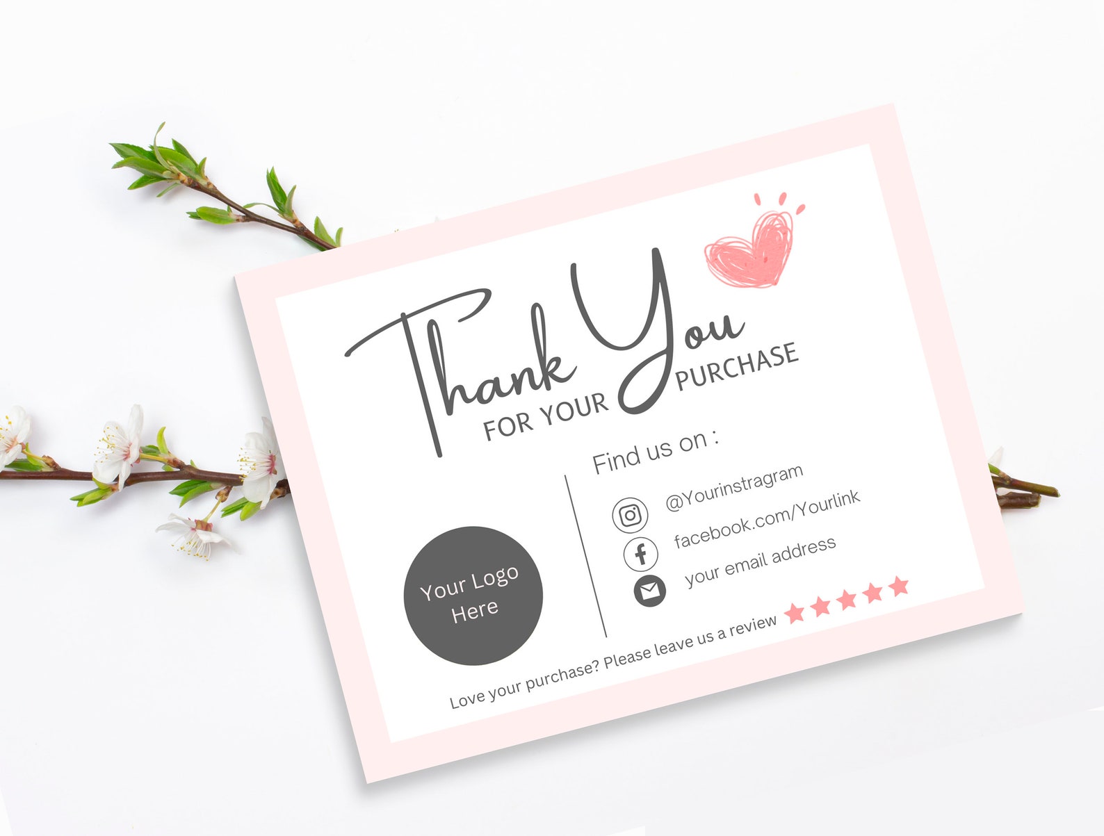 Thank You Business Card Template Canva, Editable Business Card Template ...