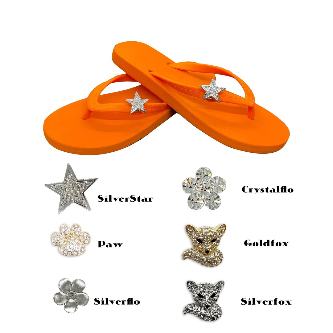 Orange Flip Flops With Changeable Shoe Clip Charms - Etsy