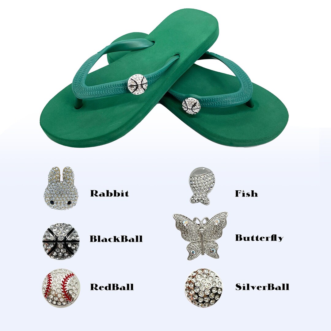 Green Popit Flip Flop for Kids Sandal With Changeable Charm Summer Flip ...