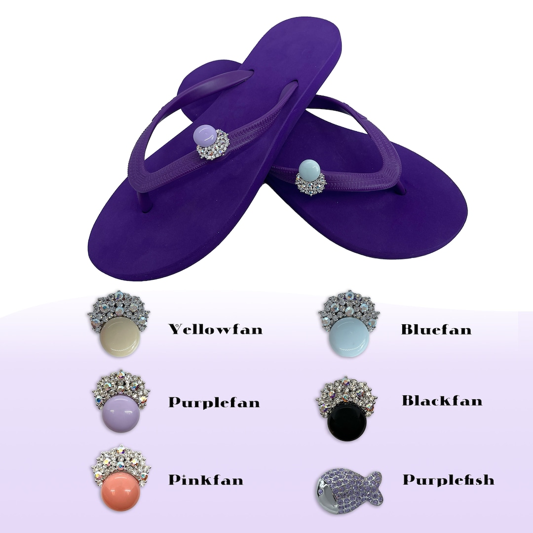 Purple Kids Flip Flops: Sandal With Changeable Charm Black Friday - Etsy