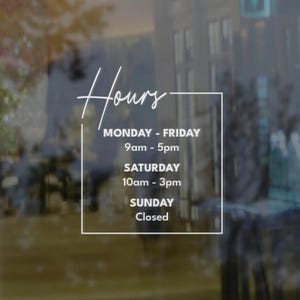 Custom Store Hours Window Decal: Business Door Sign - Etsy