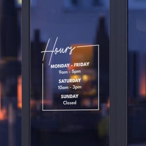 Custom Store Hours Window Decal: Business Door Sign - Etsy