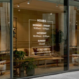 Custom Store Hours Window Decal: Business Opening Sign - Etsy