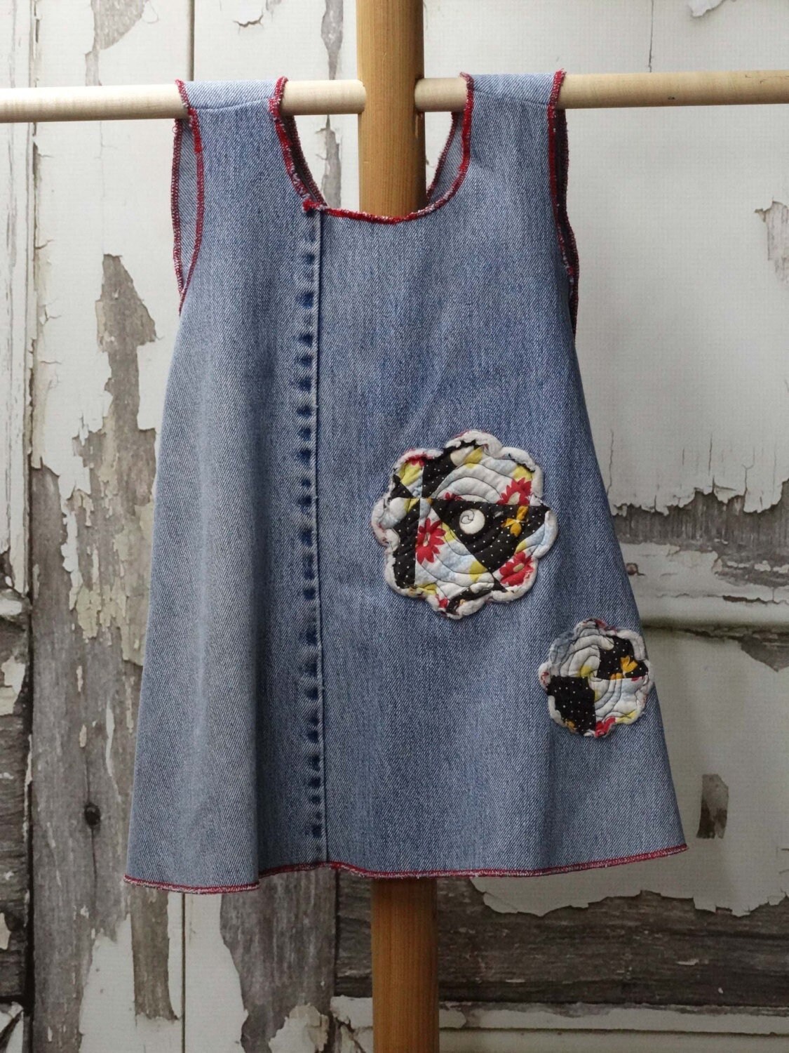 Little Girls Cross Back Pinafore Apron Upcycled Clothing Denim Apron ...