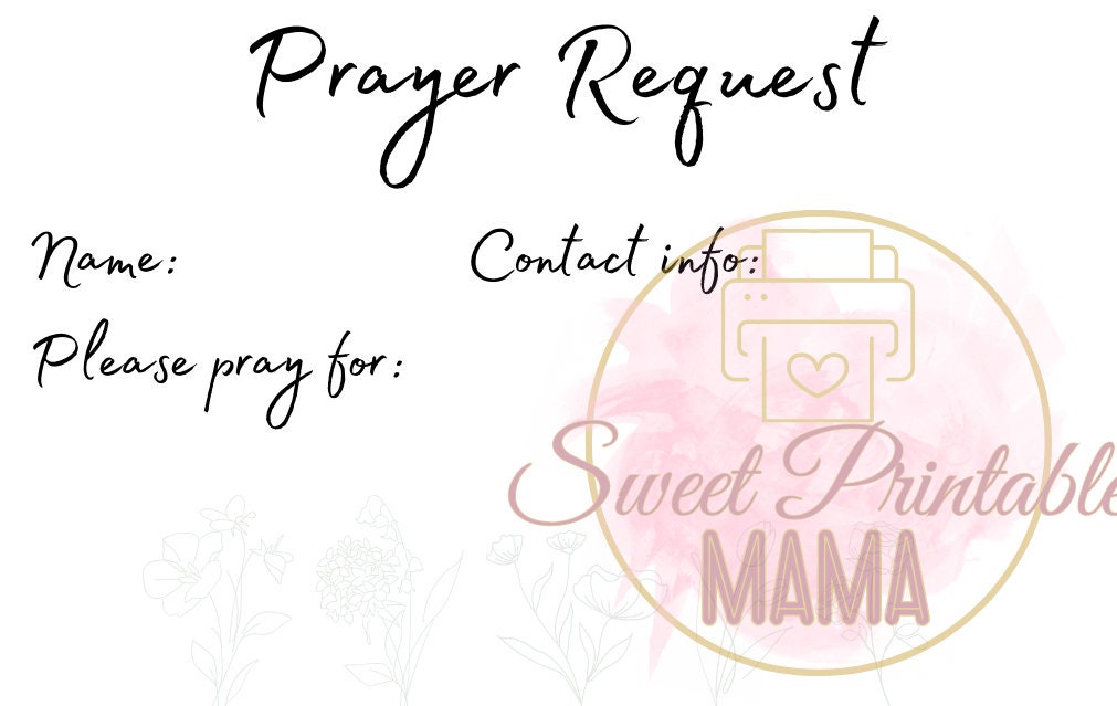 Prayer Request Cards- Printable Church Classroom - Etsy