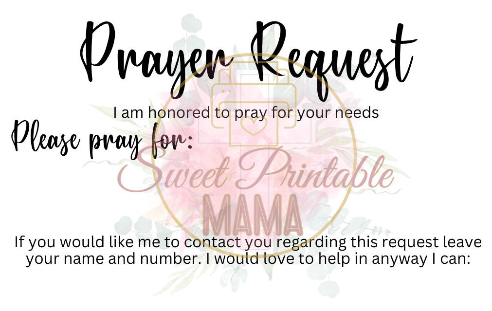Prayer Request Cards- Printable Church Classroom - Etsy