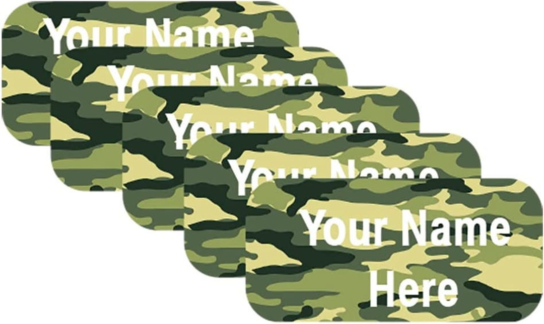 Personalized Green Camo Name Labels: Waterproof Stick-on Clothing Tags ...
