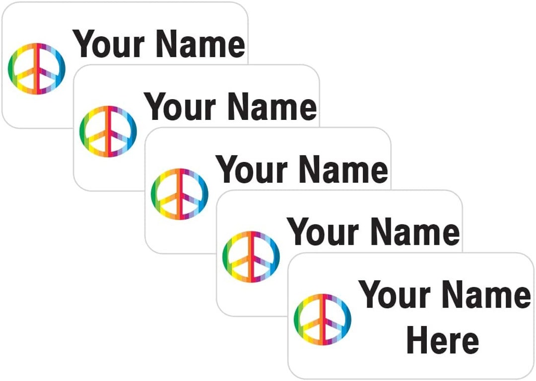Personalized Peace Sign Name Labels: Waterproof Stick-on Clothing Tags ...