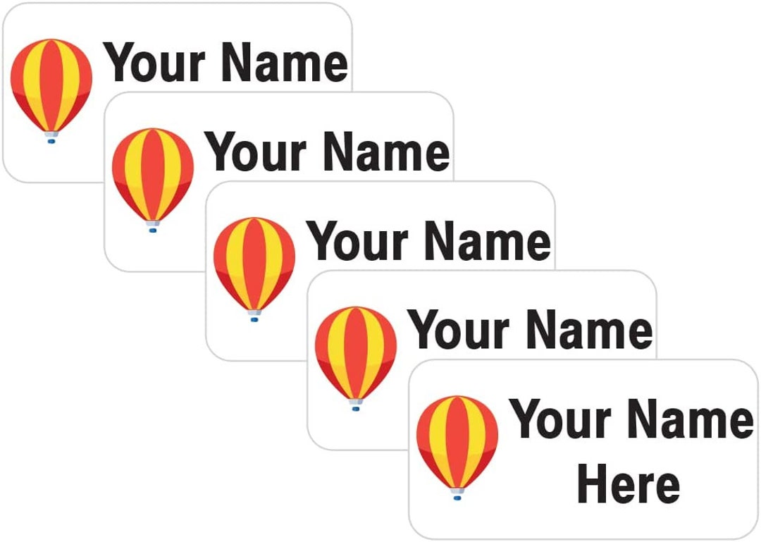 Personalized Hot Air Balloon Name Labels: Waterproof Stick-on Clothing ...