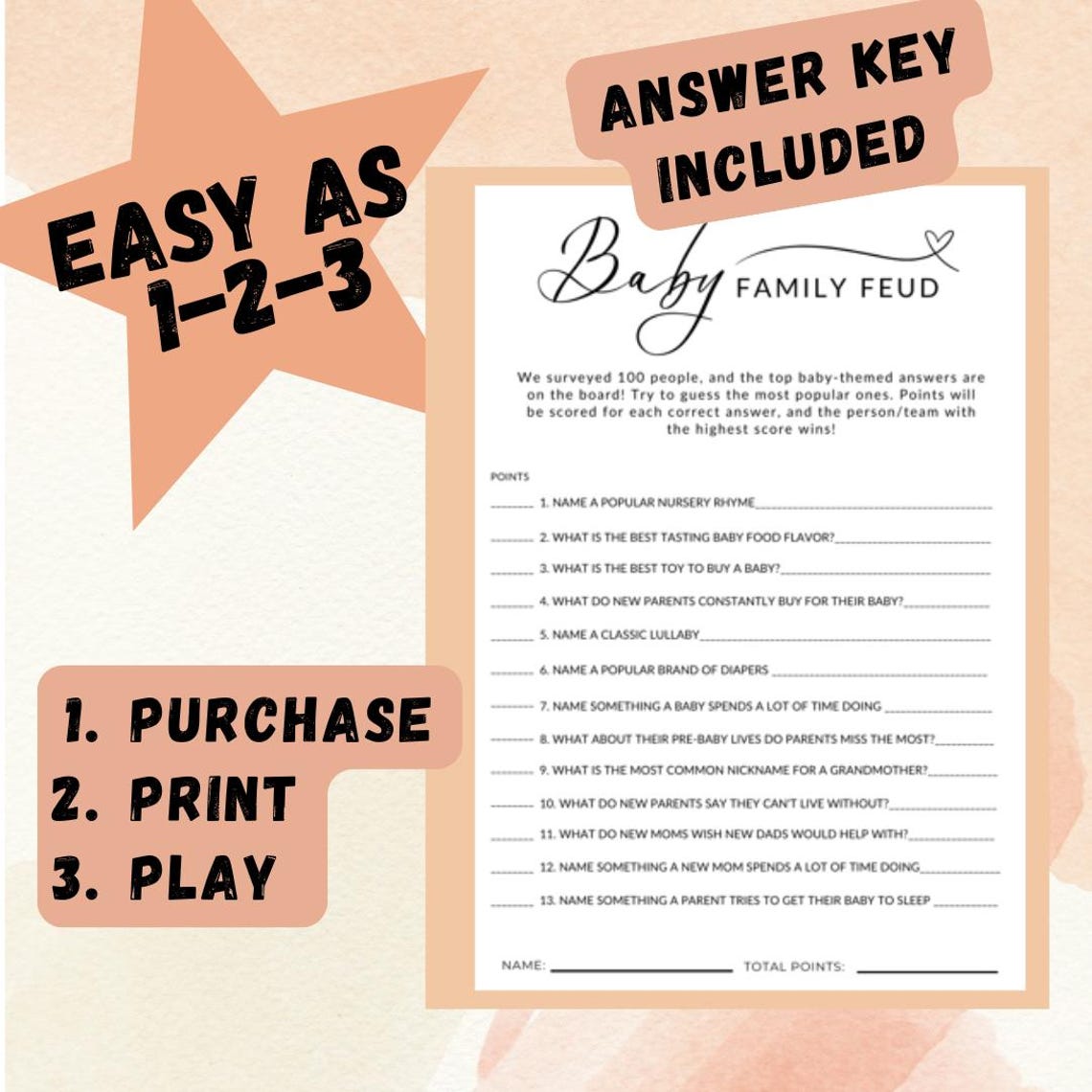 Baby Shower Family Feud | Baby Shower Games Printable | Family Feud ...